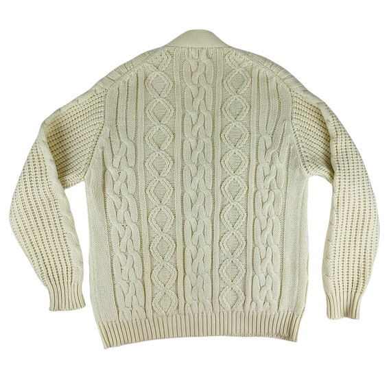 Vintage 1980s Ivory Gimbels Mens Grandpa Sweater Fish… - Gem