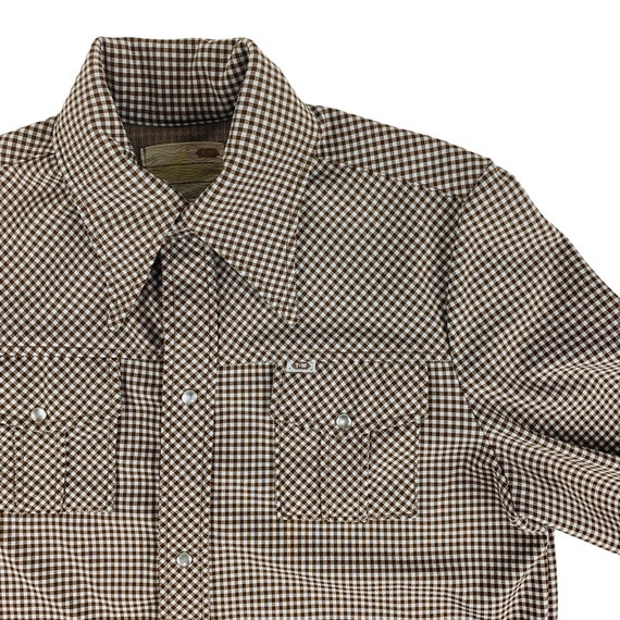 Vintage 1970s Checkered Shirt Men's Large Western Pea… - Gem
