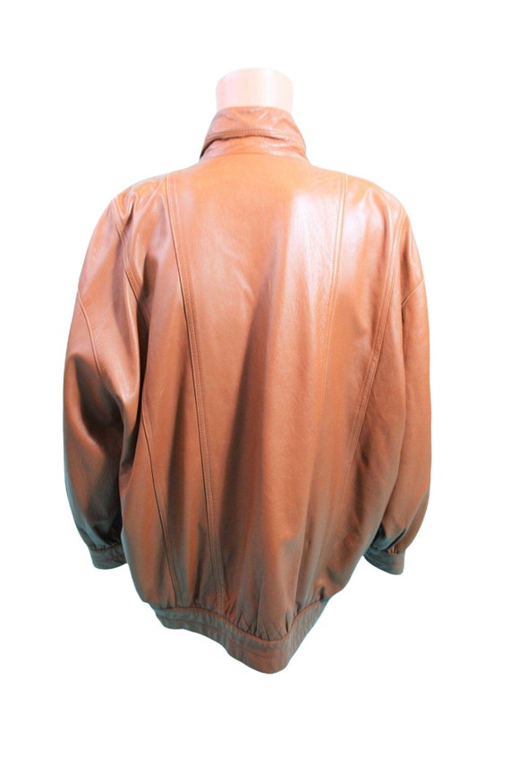 Vintage 80s Leather Jacket Men's Extra Large Camel Br… - Gem