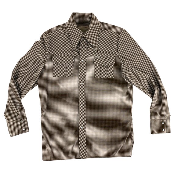 Vintage 1970s Checkered Shirt Men's Large Western Pea… - Gem