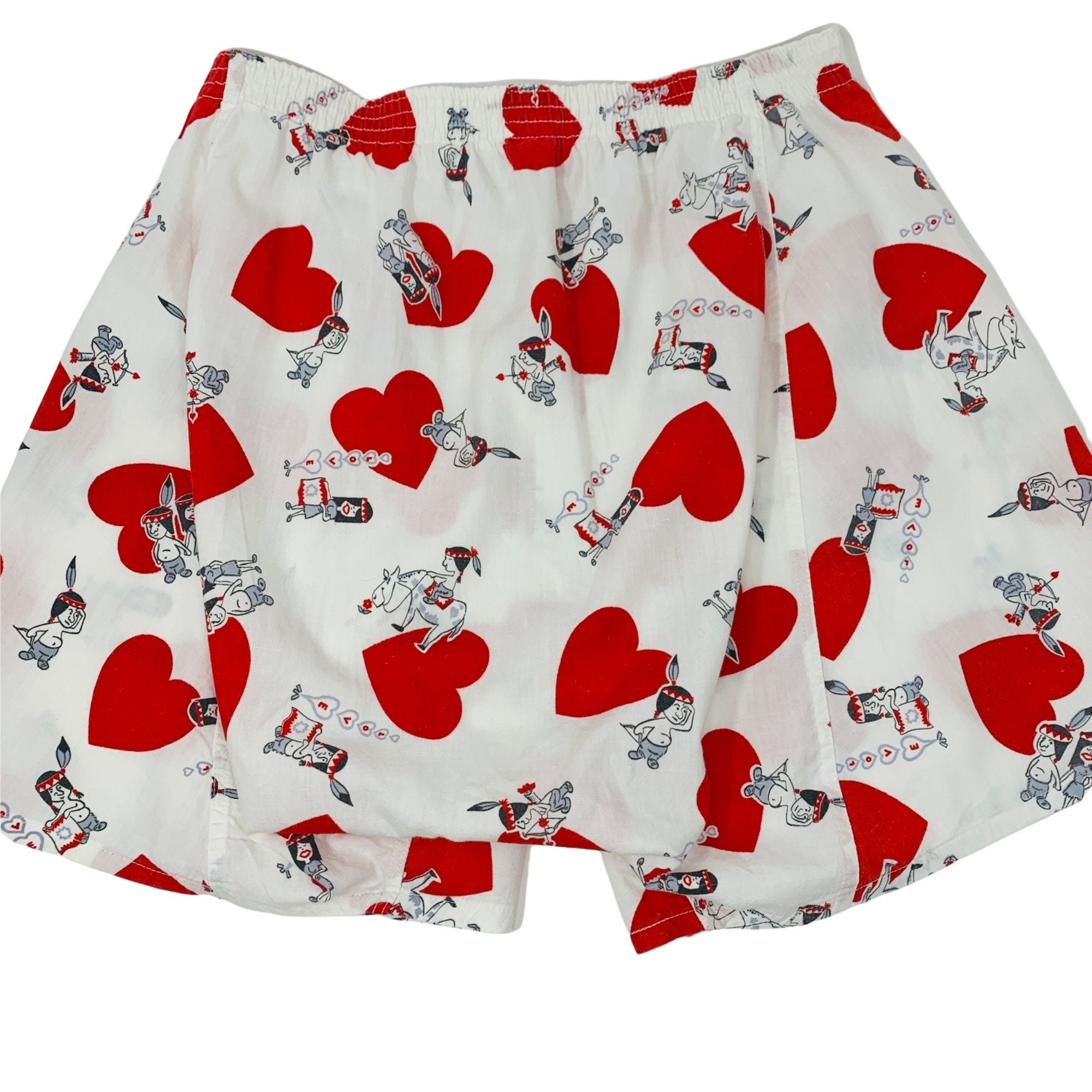 Vintage 1950s Hearts Novelty Print Boxers Valentines Day Mens Underwear ...