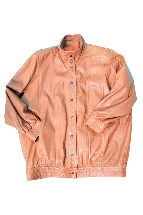 Vintage 80s Leather Jacket Men's Extra Large Camel Br… - Gem