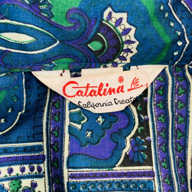 Vintage 1950s Blue Mens Patio Cabana Shirt Catalina Button Down - Etsy