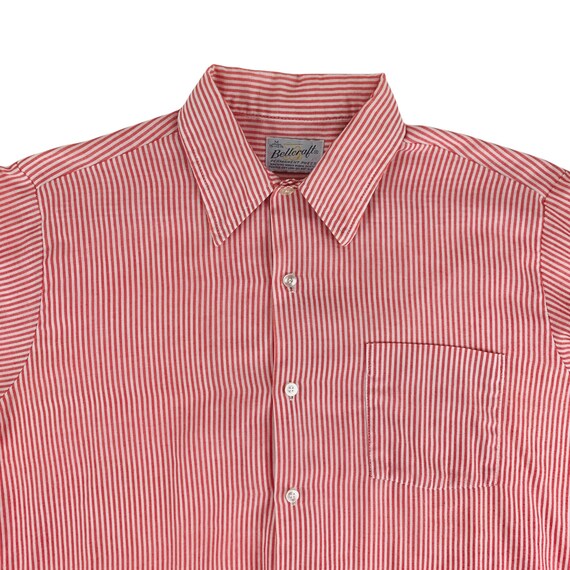 Vintage 1960s Red Striped Button Down Bellecraft Mens… - Gem