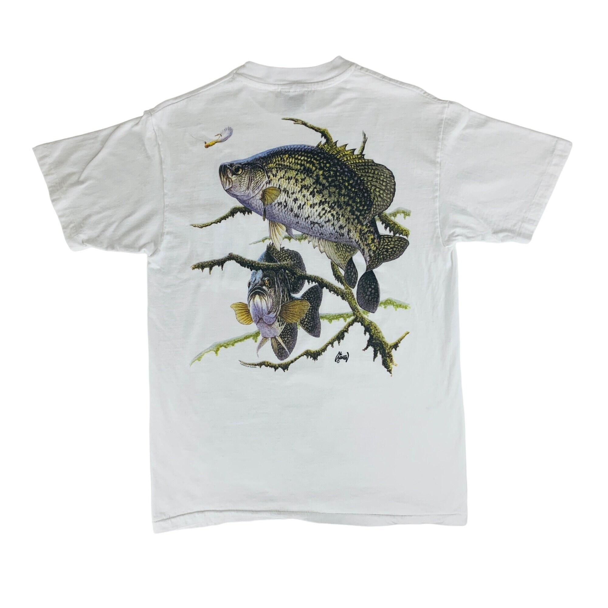 Vintage 1990s Crappie Fish Tee Fisherman Sun Fish Al Agnew Pocket T ...