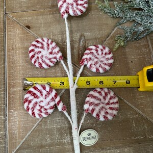 Red and White Peppermint Disk Christmas Spray on a 22 Inch Stem by ...