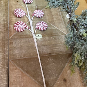 Red and White Peppermint Disk Christmas Spray on a 22 Inch Stem by ...