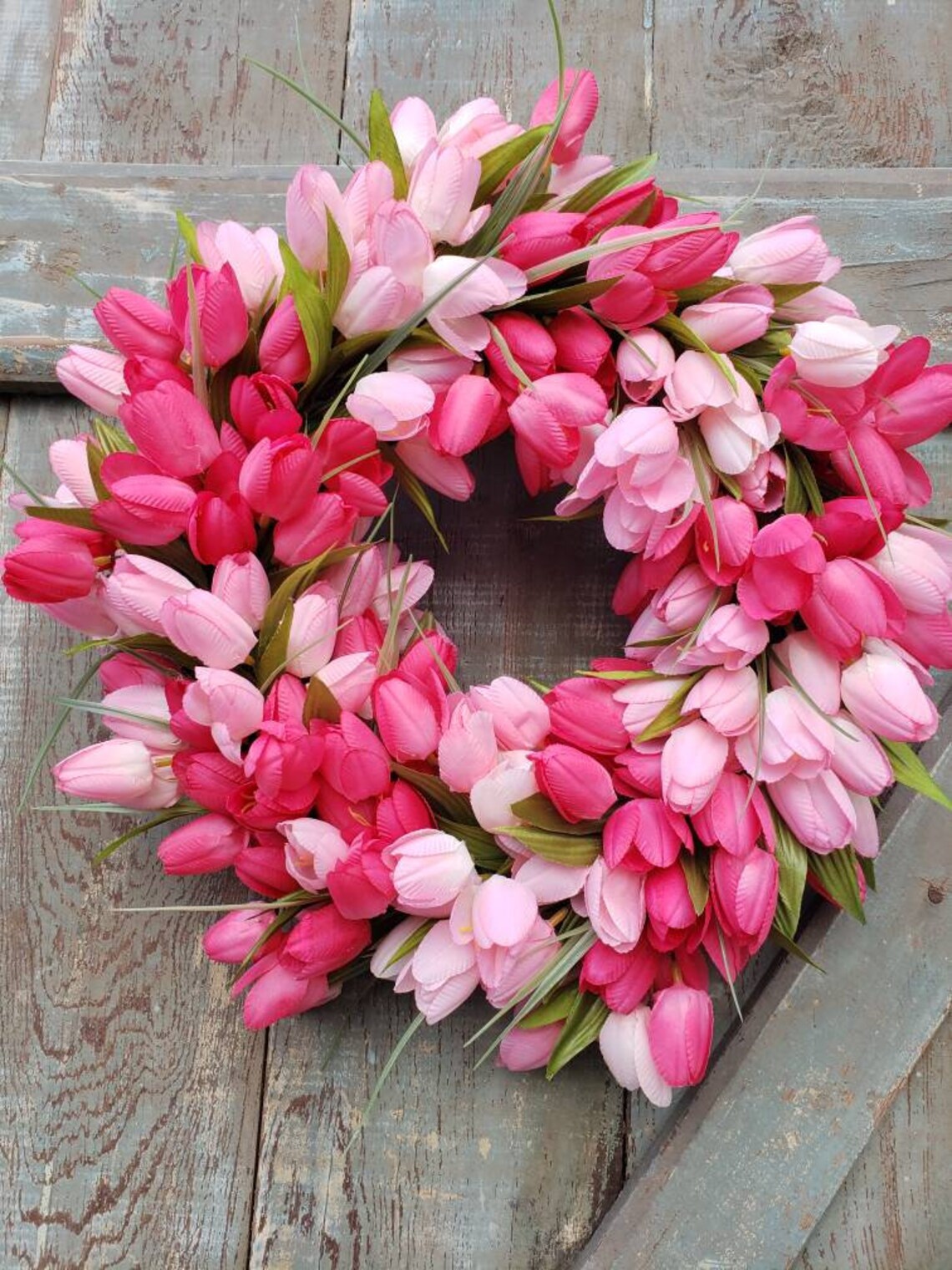 Spring Wreath Tulip Wreath for Front Door Pink Tulip Decor - Etsy
