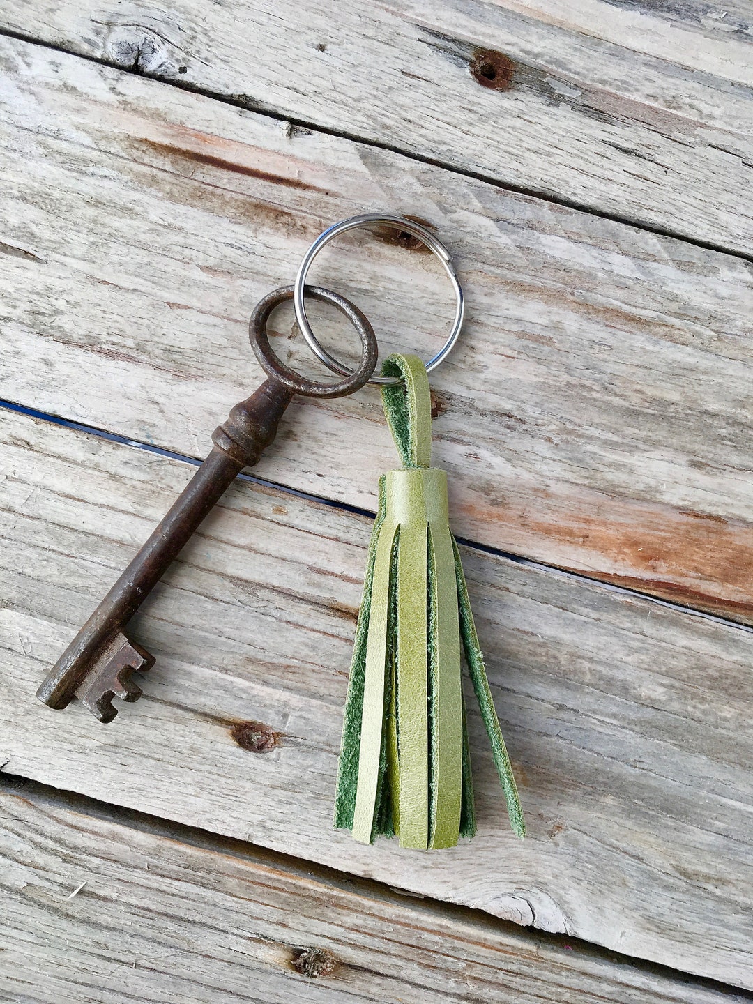 Keychain, Tassel, Leather, Light Green, Soft Green, Minimalist, Bangs ...