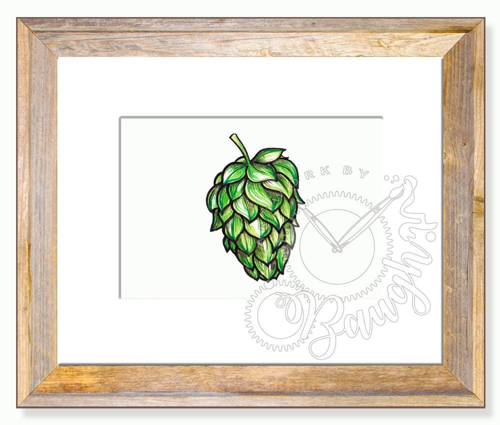 Hops 5x7 Print in 8x10 Mat, Hops Plant, Beer Making Gifts, Gifts for ...