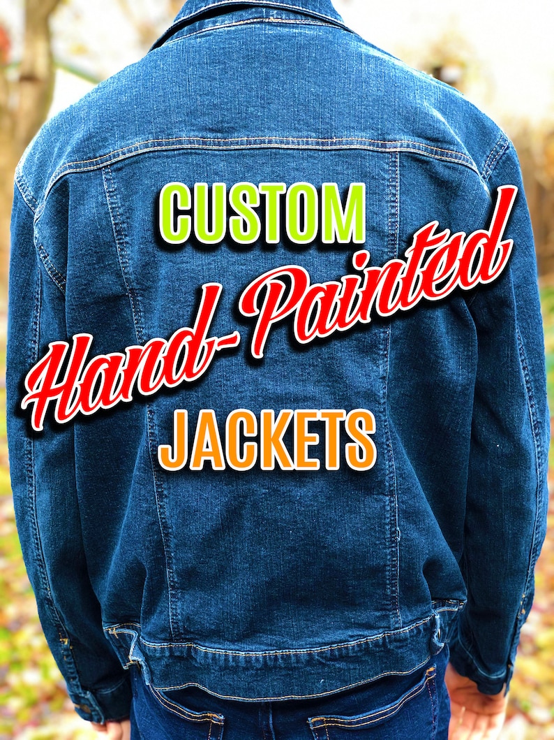 Custom Hand Painted Mens Jean Jacket, Vintage Comic Book, Custom Jean ...