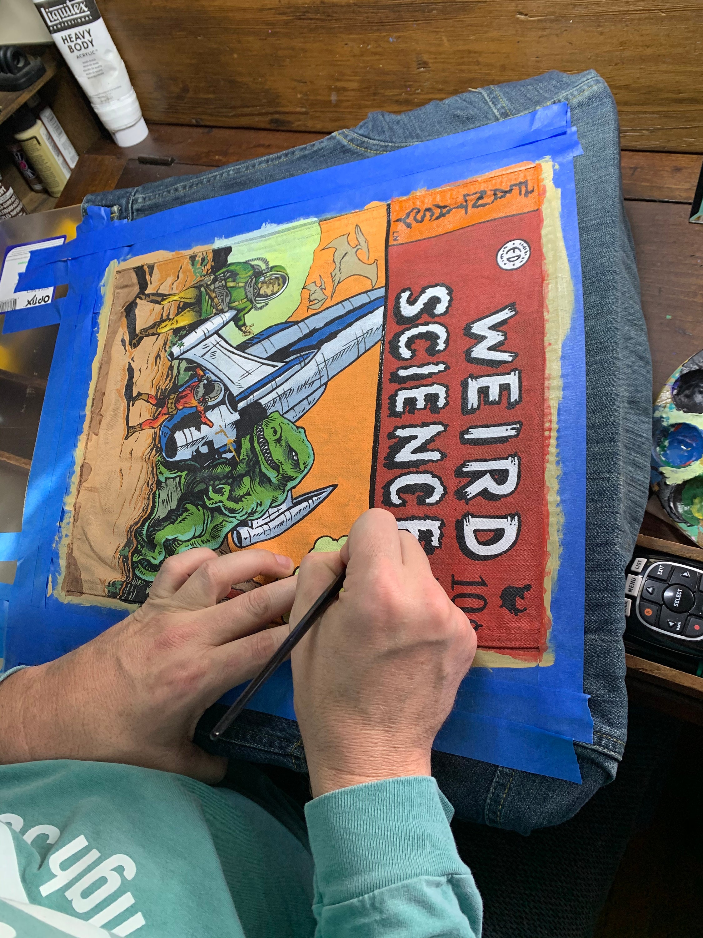 Custom Hand Painted Jean Jacket Boys Weird Science Dino - Etsy