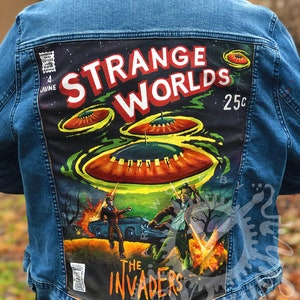 Custom Hand Painted Men’s Jean Jacket, Vintage Comic Book, Custom Jean ...