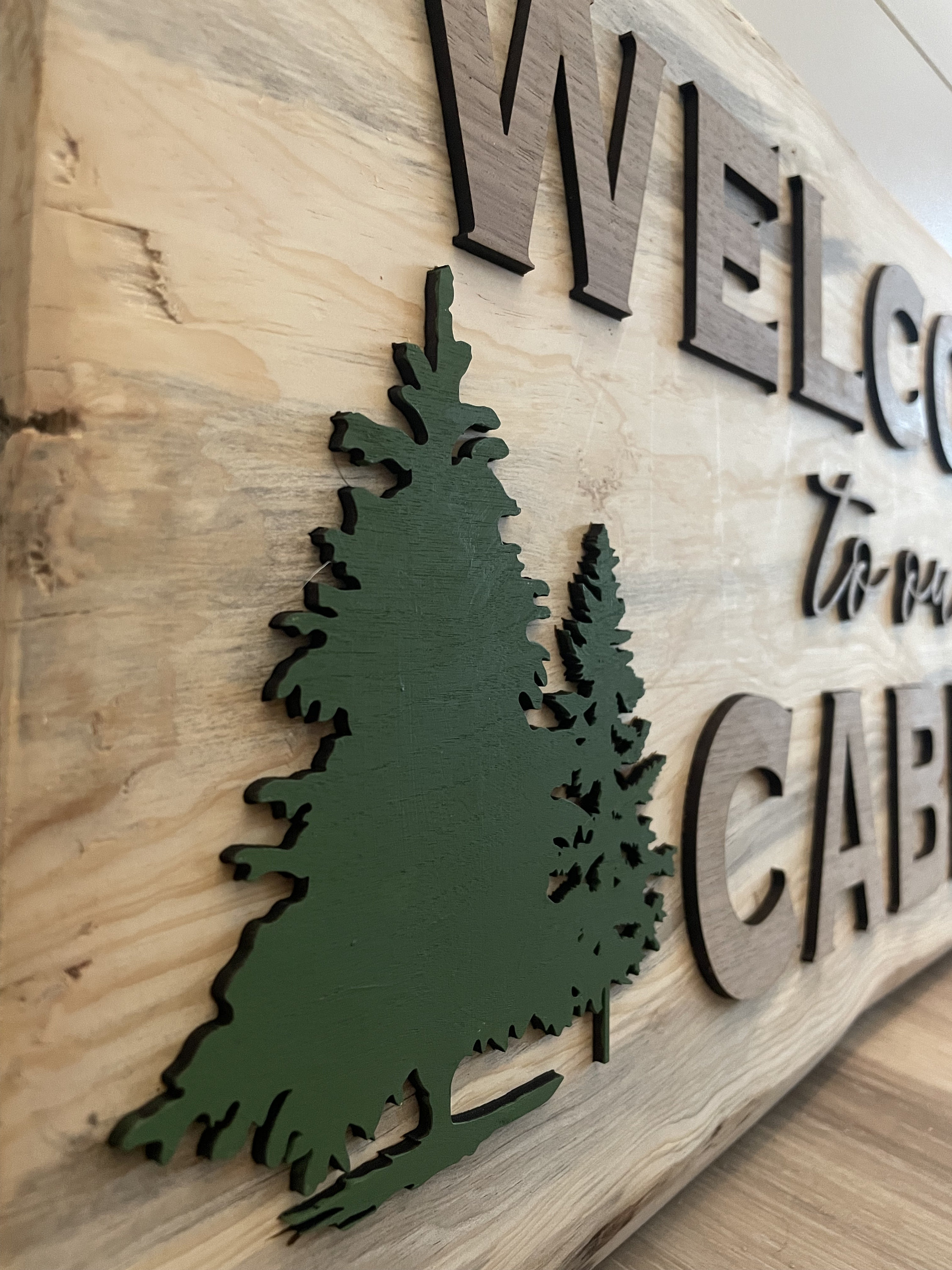 3D Layered Live Edge Cabin Sign - Etsy