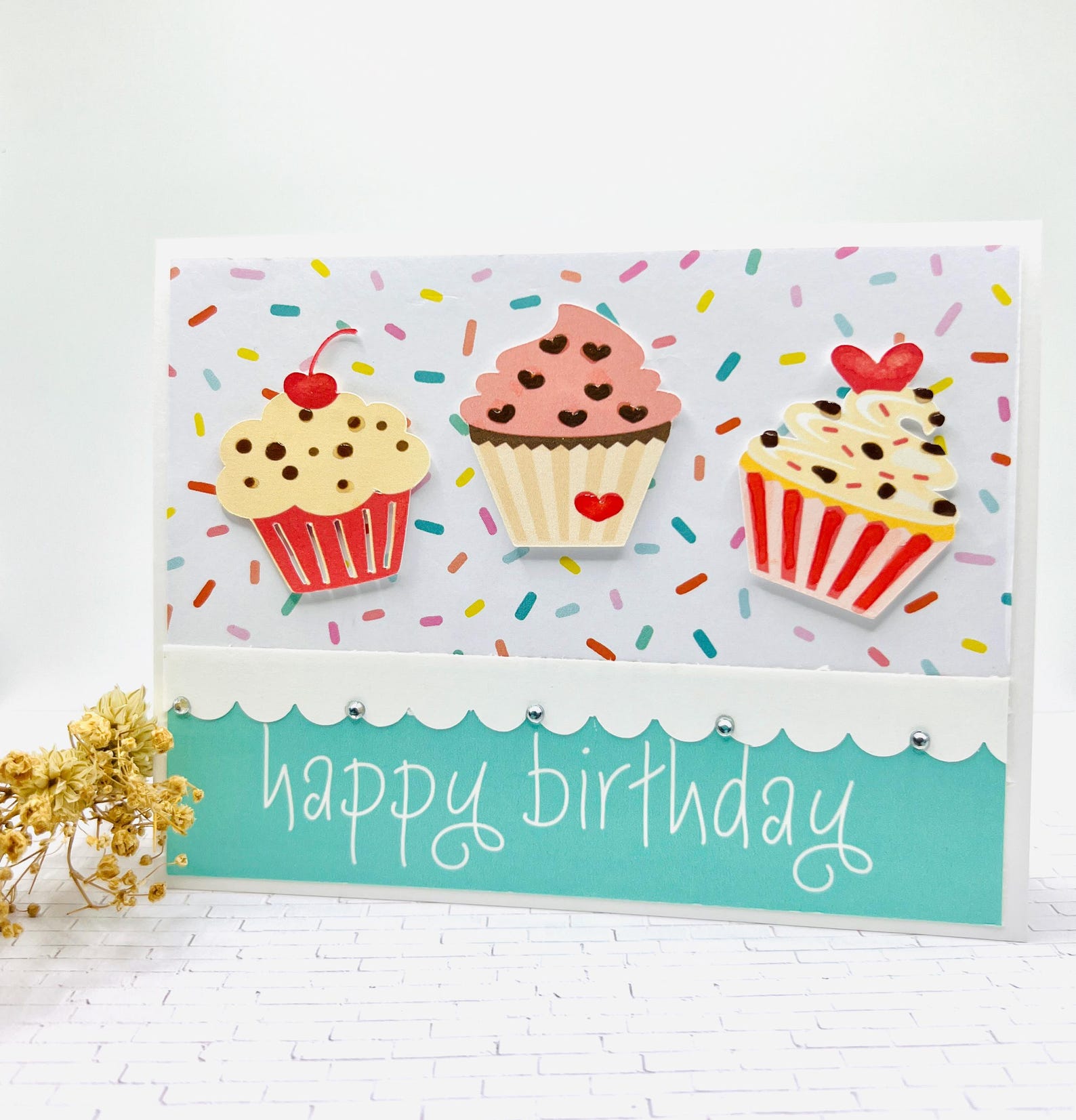 Happy Birthday Card With Cupcakes for Birthday Card Sweet Candy ...