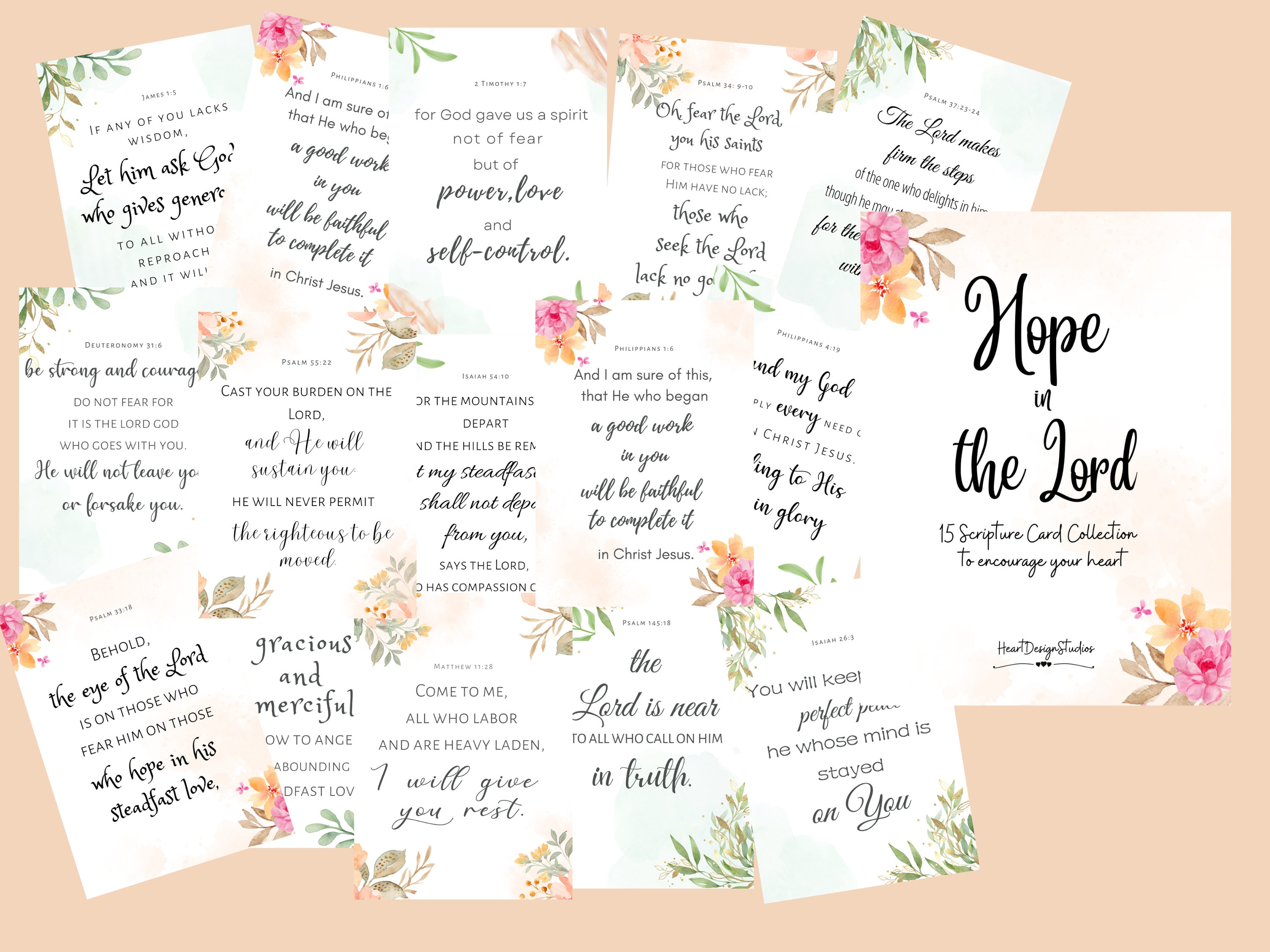Scripture Cards Display Bible Verse Set of Cards for Desk W Bible Quote ...