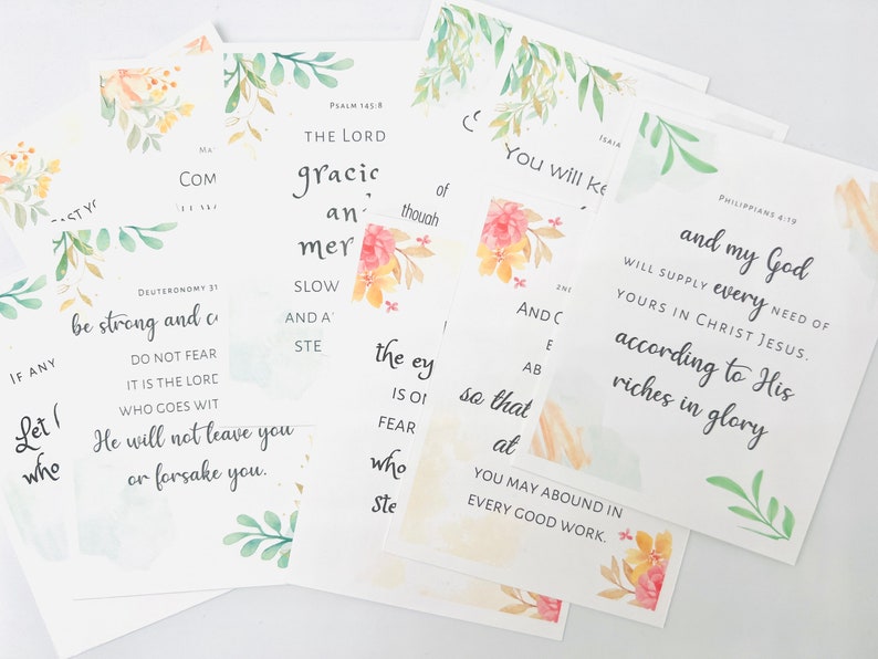 Scripture Cards Display Bible Verse Set of Cards for Desk W Bible Quote ...