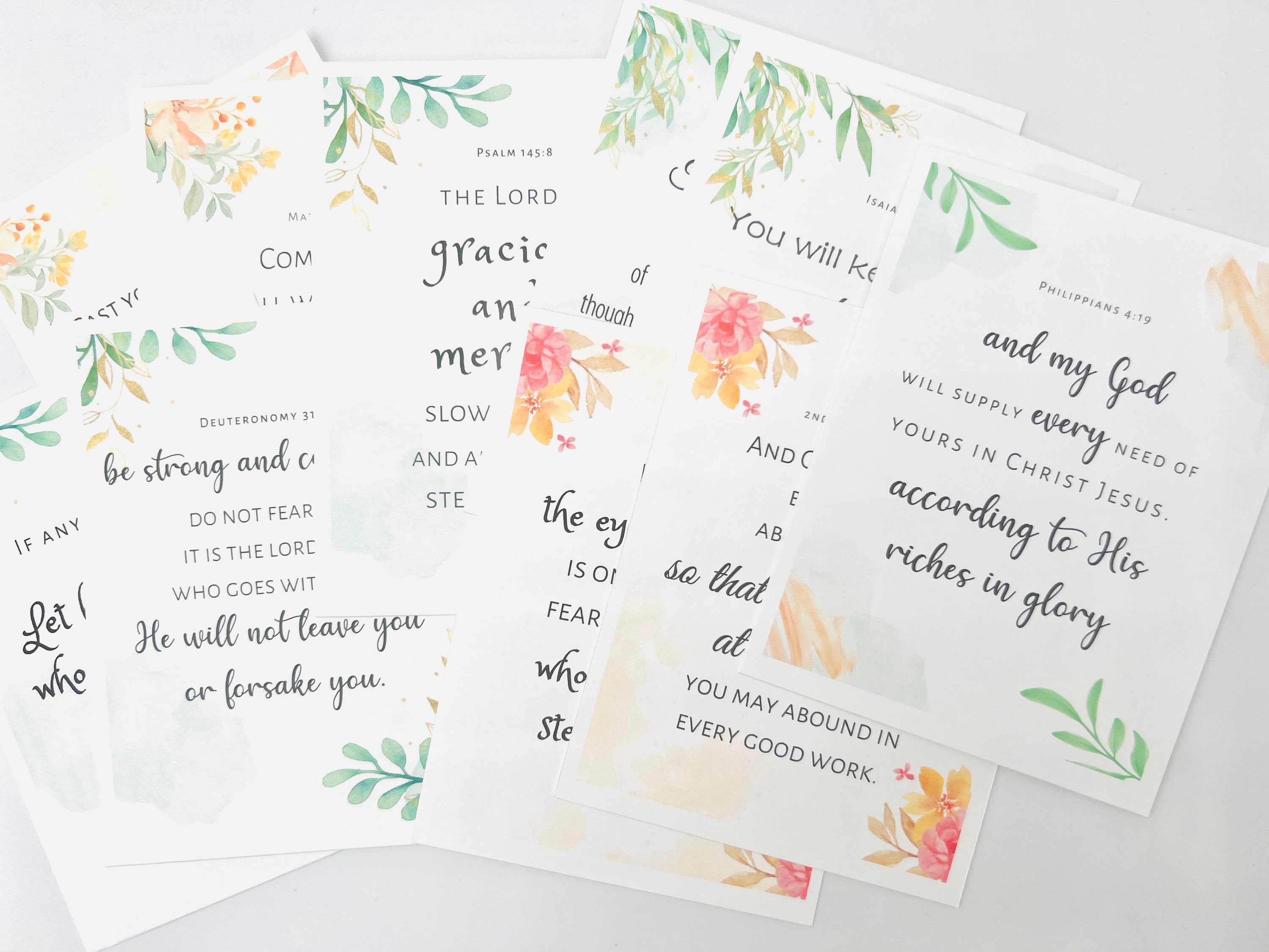 Scripture Cards Display Bible Verse Set of Cards for Desk W Bible Quote ...