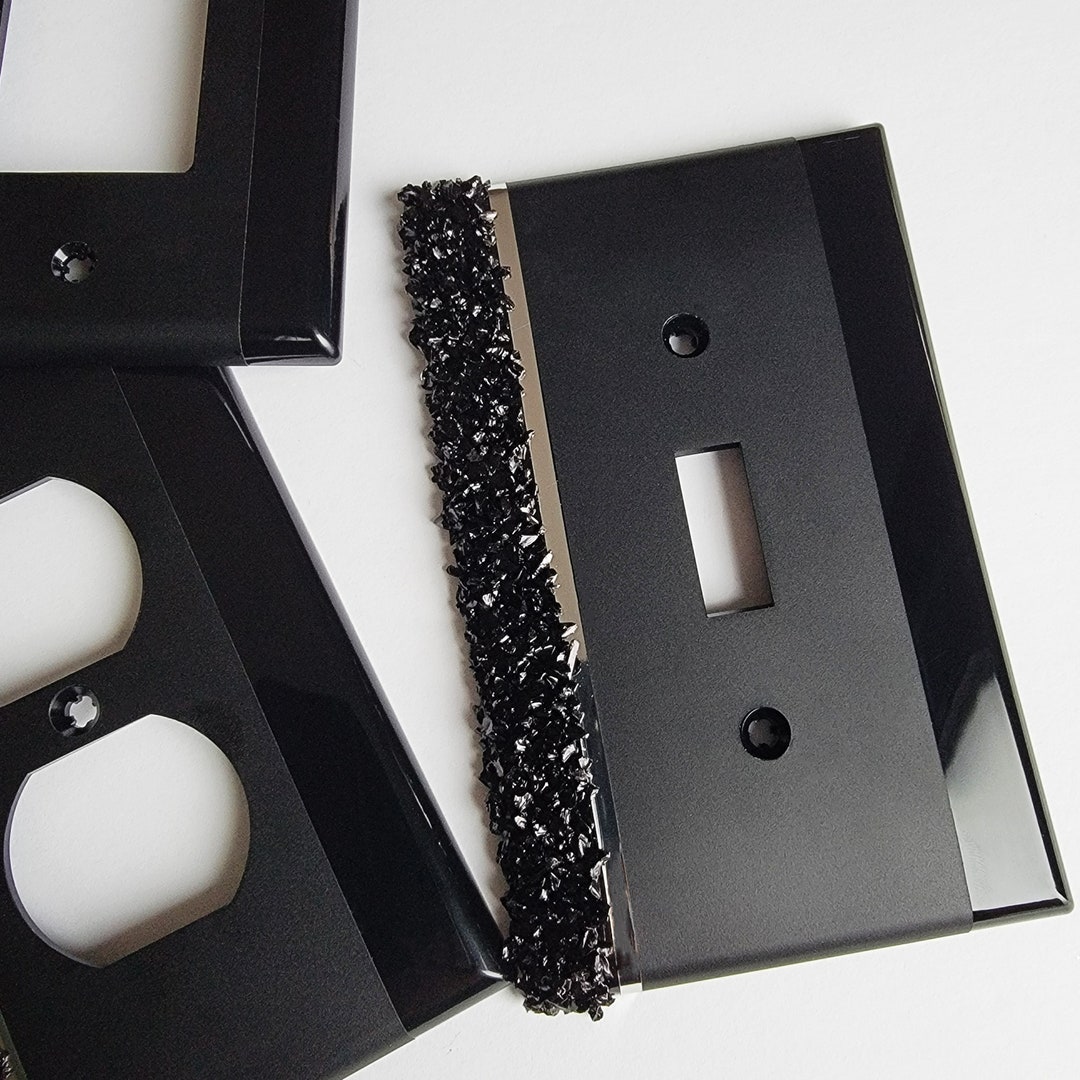 Black | Silver Modern Light Switch & Outlet Covers | Black Decor - Etsy