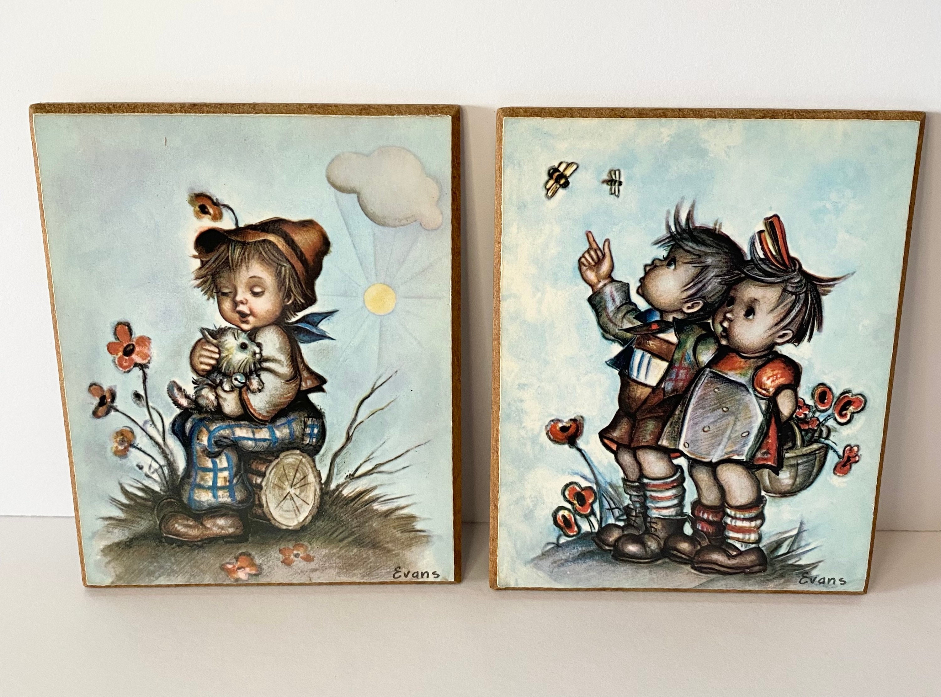 Vintage Evans Hummel Set Board Wall Decor Children Brother Sister ...