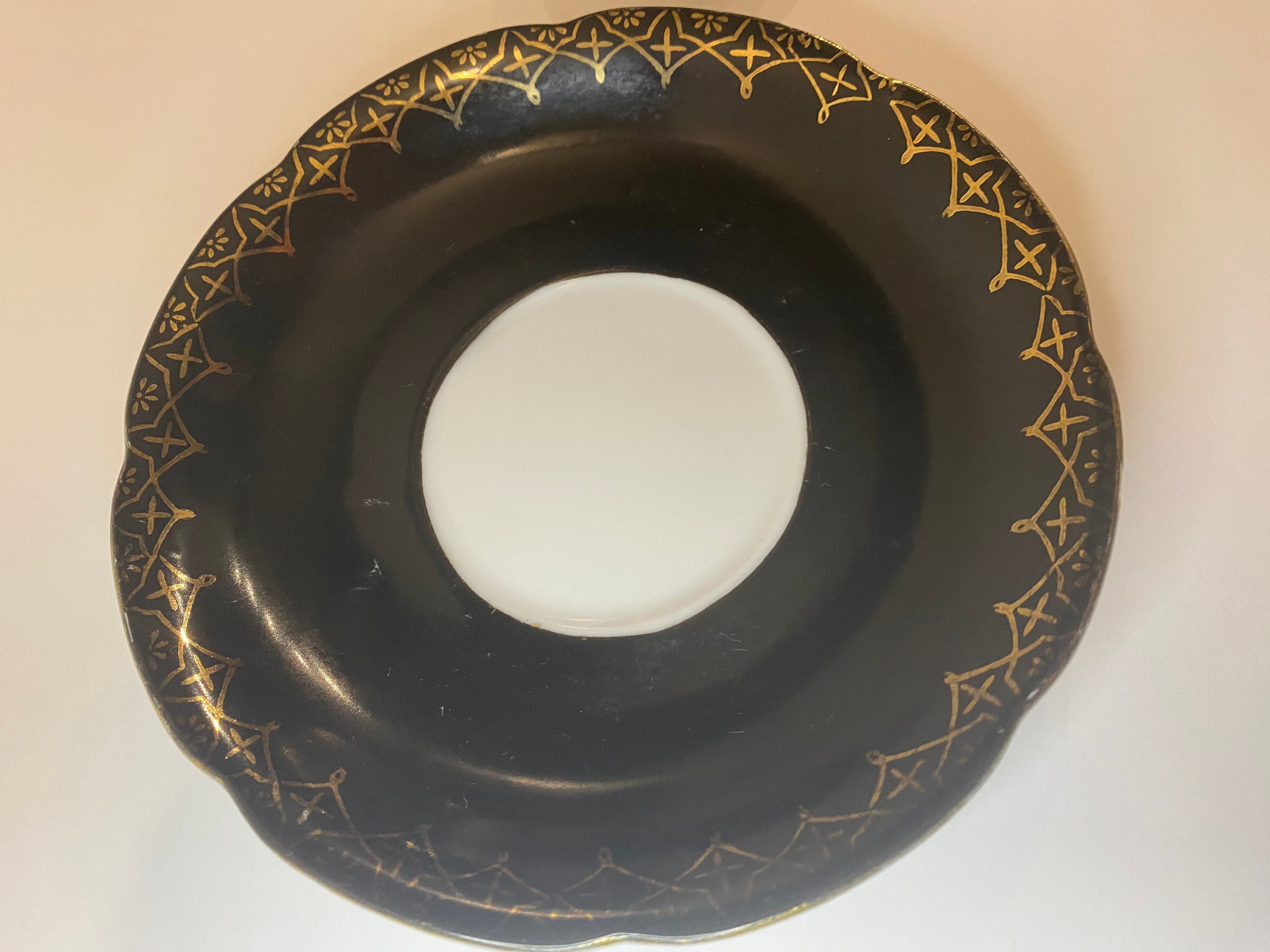 Vintage Nippon Yoko Boeki Co. Japan Teacup Black Gold Handpainted Fruit ...