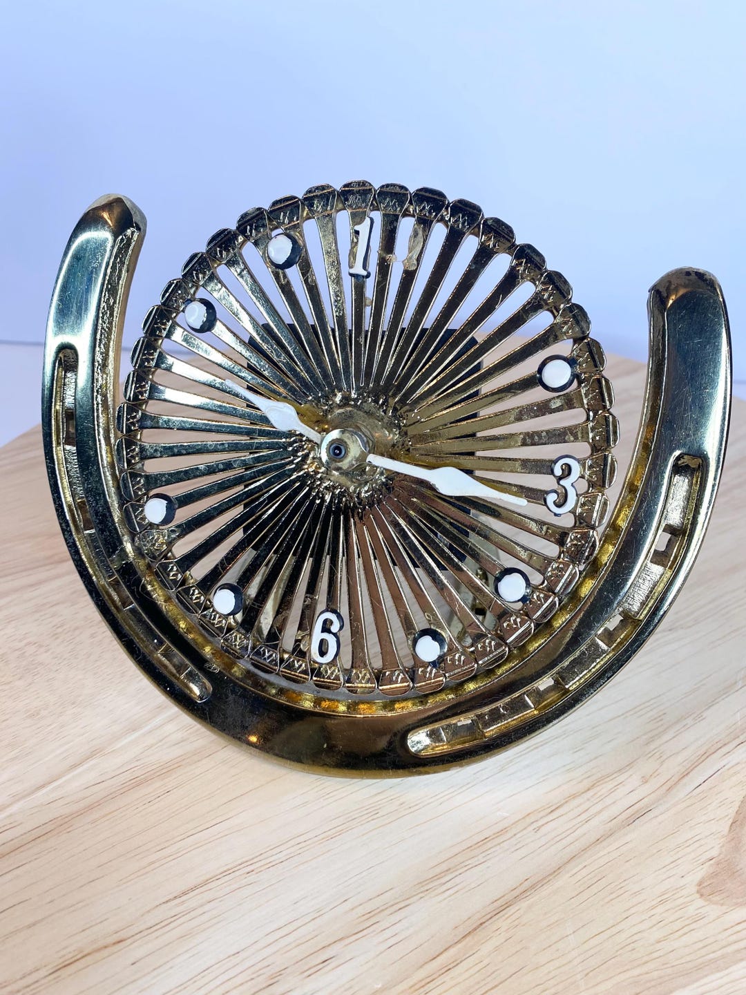 Vintage Clock MCM Lucky Horseshoe Atomic Clock Vintage Brass Retro ...