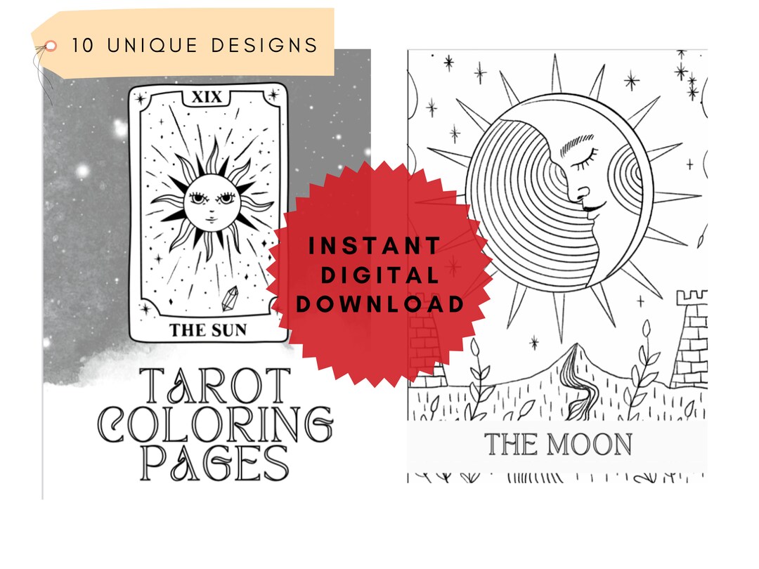 Coloring Pages Tarot Digital Coloring Book Printable for Adults JPEG ...