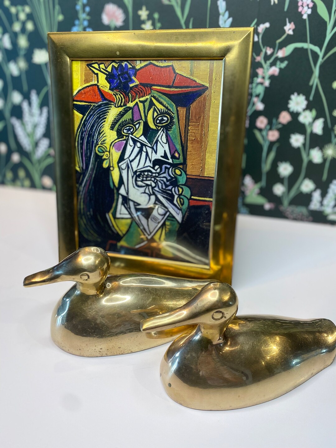 Vintage Brass Bundle Birds Frame Ducks MCM Decor Picture Frame Fowl ...