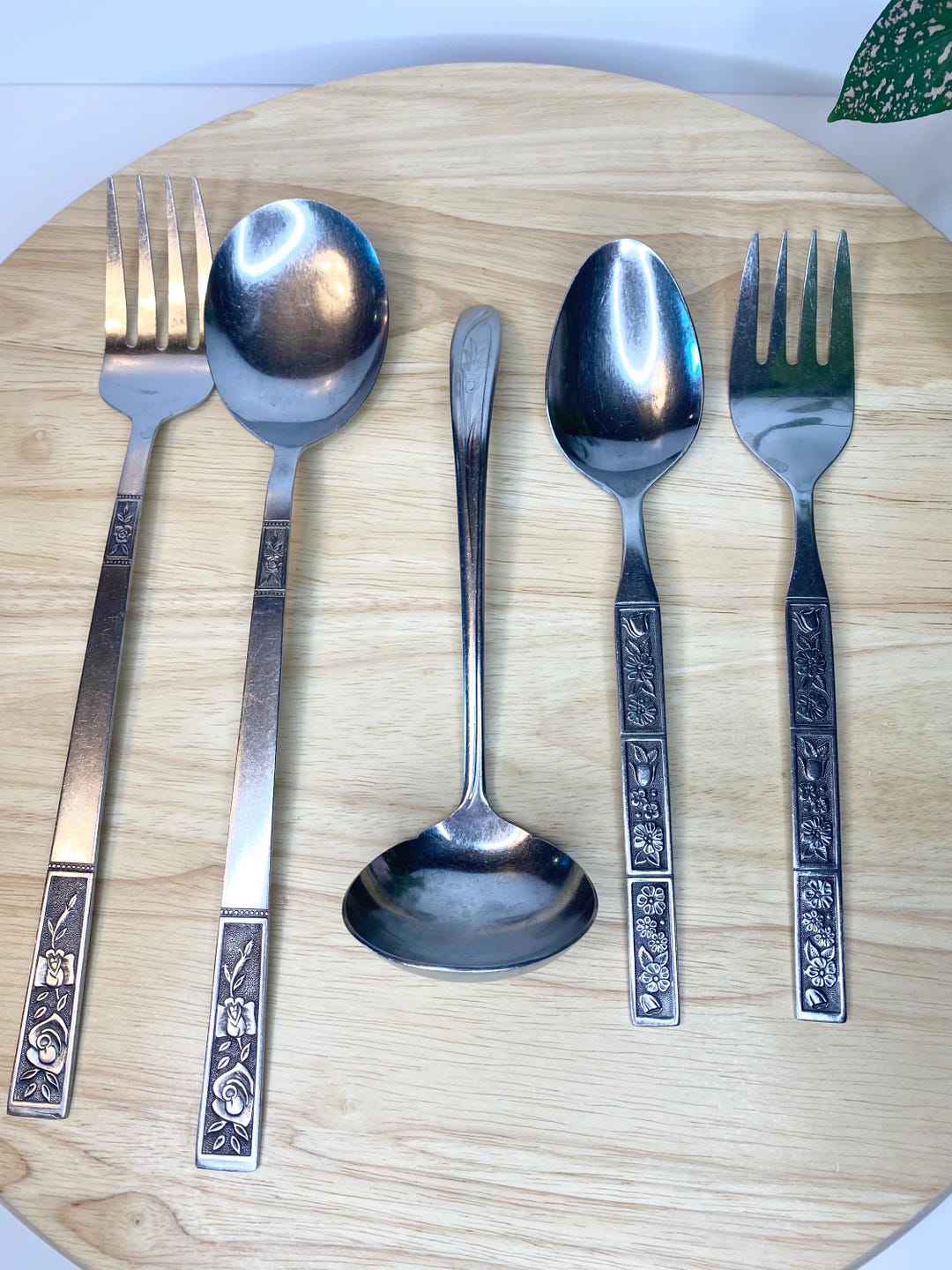 Vintage Cutlery Serving Large Fork Spoon Queen Anne Northland Japan ...