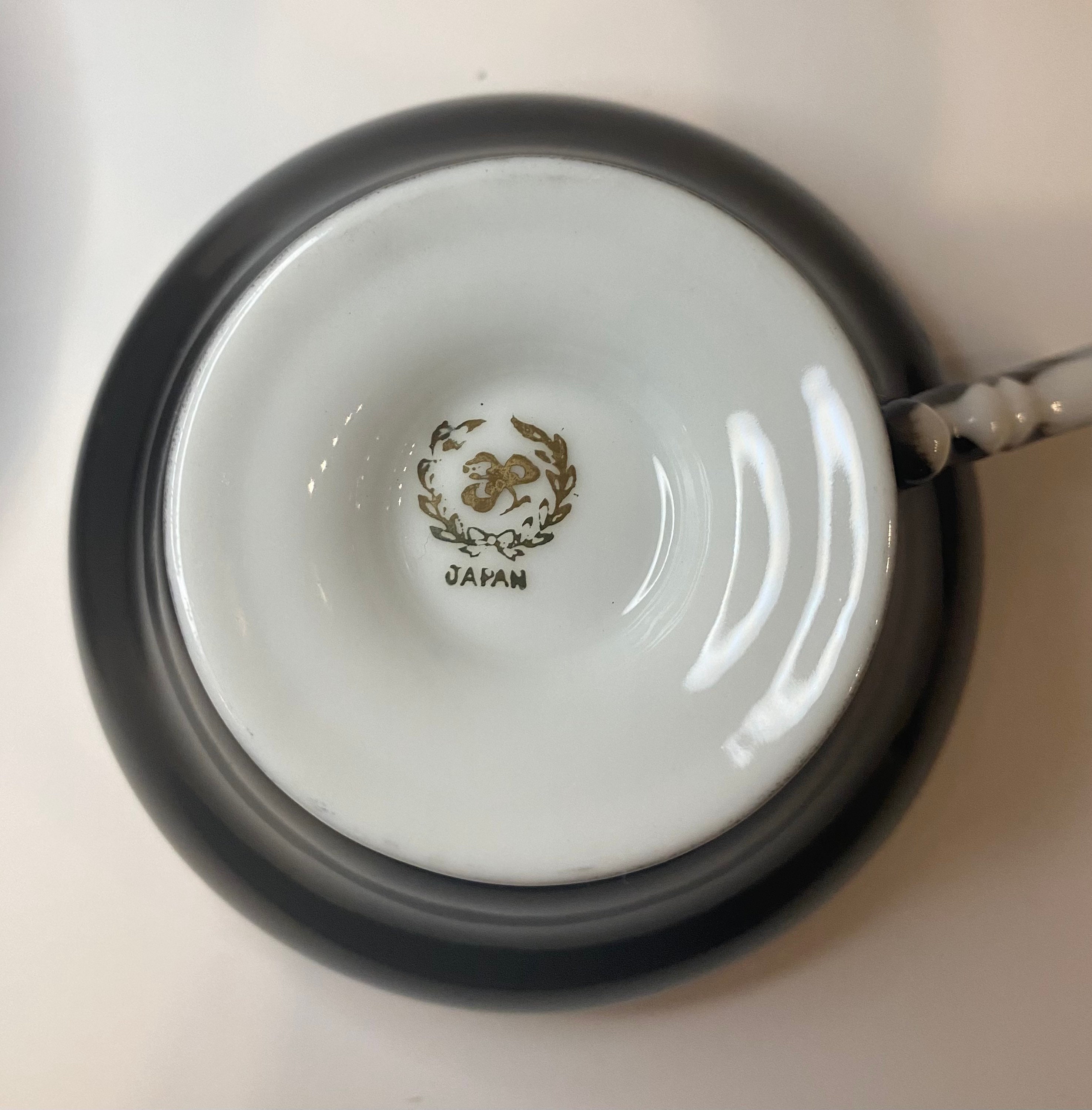 Vintage Nippon Yoko Boeki Co. Japan Teacup Black Gold Handpainted Fruit ...