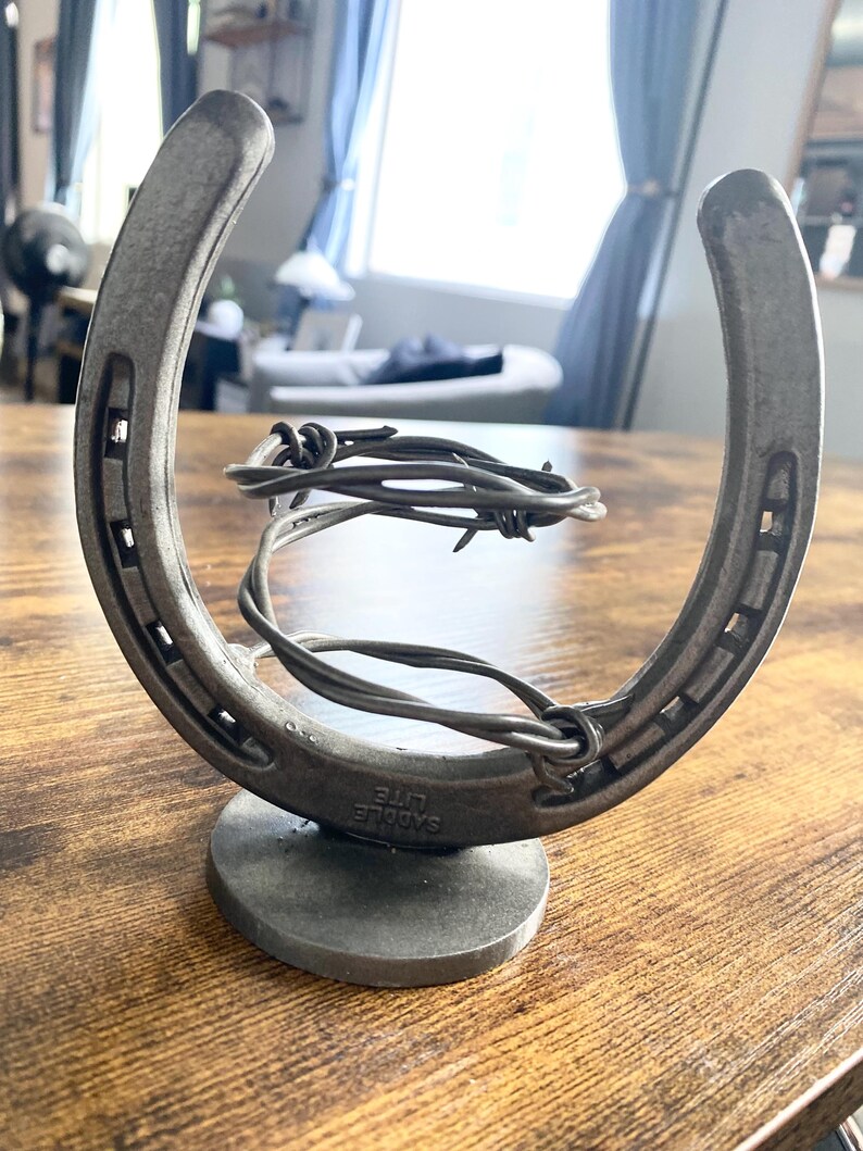 Horseshoe Western Folk Art Handcrafted Welded Metal Horseshoe Sculpture ...