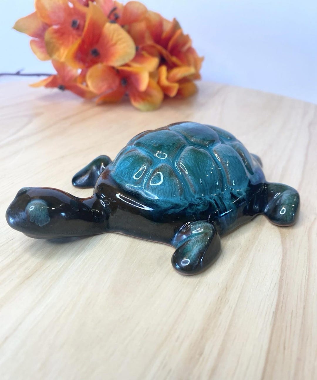 Turtle Decor BMP Blue Mountain Pottery Ceramic Turtle Tortoise Green ...