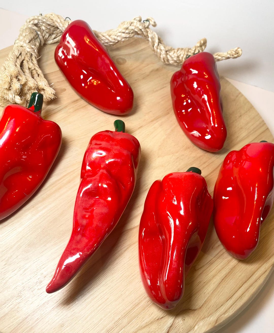 Red Ceramic Chili Pepper Accents Handmade Decor Lifesize, Chili Pepper ...