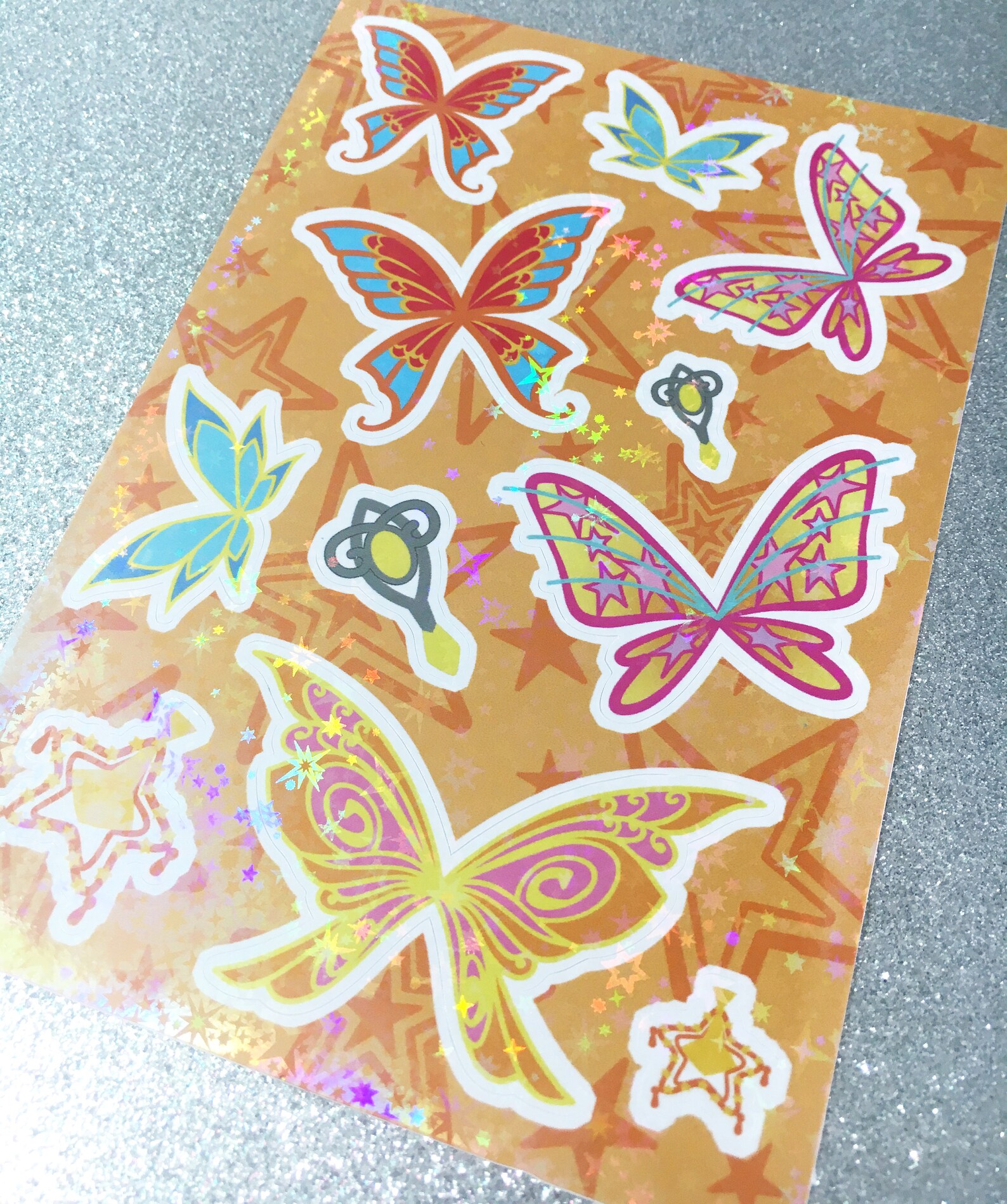 Holographic Fairy Wings Stickers Orange - Etsy