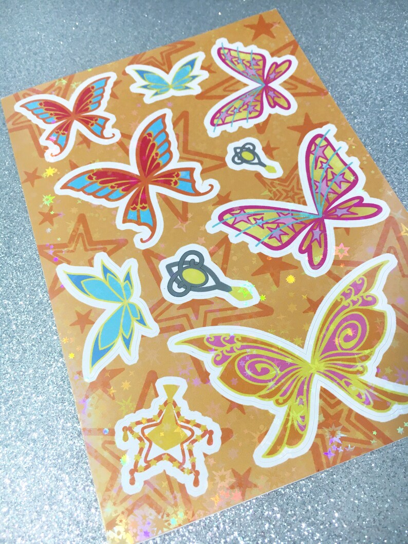Holographic Fairy Wings Stickers Orange - Etsy
