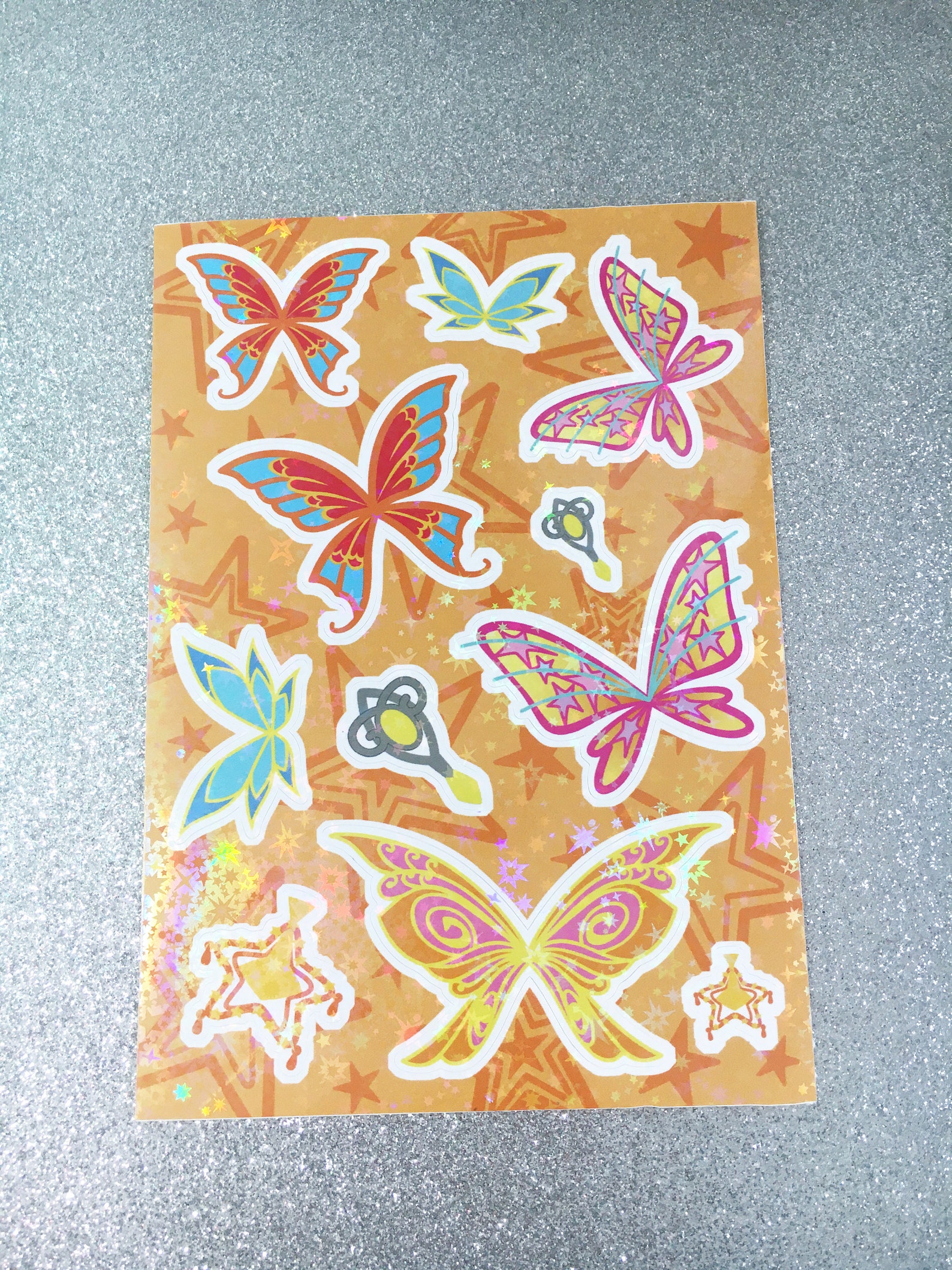 Holographic Fairy Wings Stickers Orange - Etsy