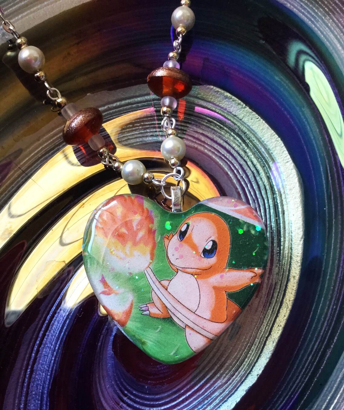 Charmander Pokemon Resin Necklace Upcycled Pokemon TCG - Etsy