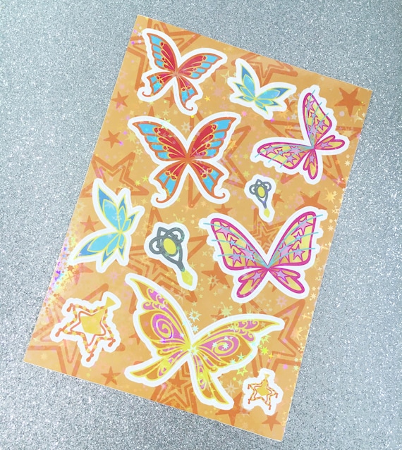 Holographic Fairy Wings Stickers Orange - Etsy