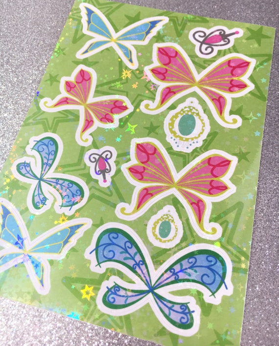 Holographic Fairy Wings Stickers Green | Etsy
