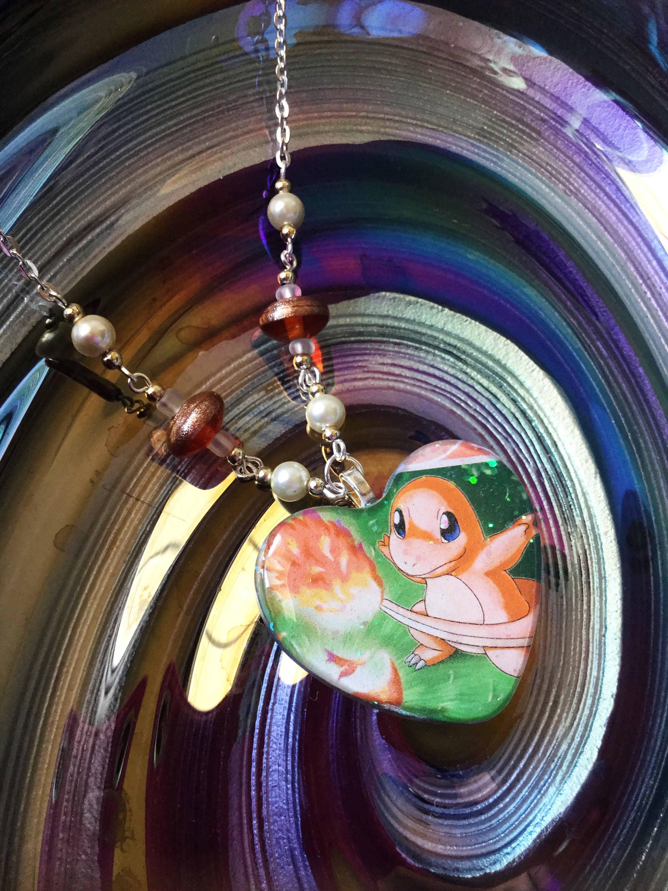 Charmander Pokemon Resin Necklace Upcycled Pokemon TCG - Etsy
