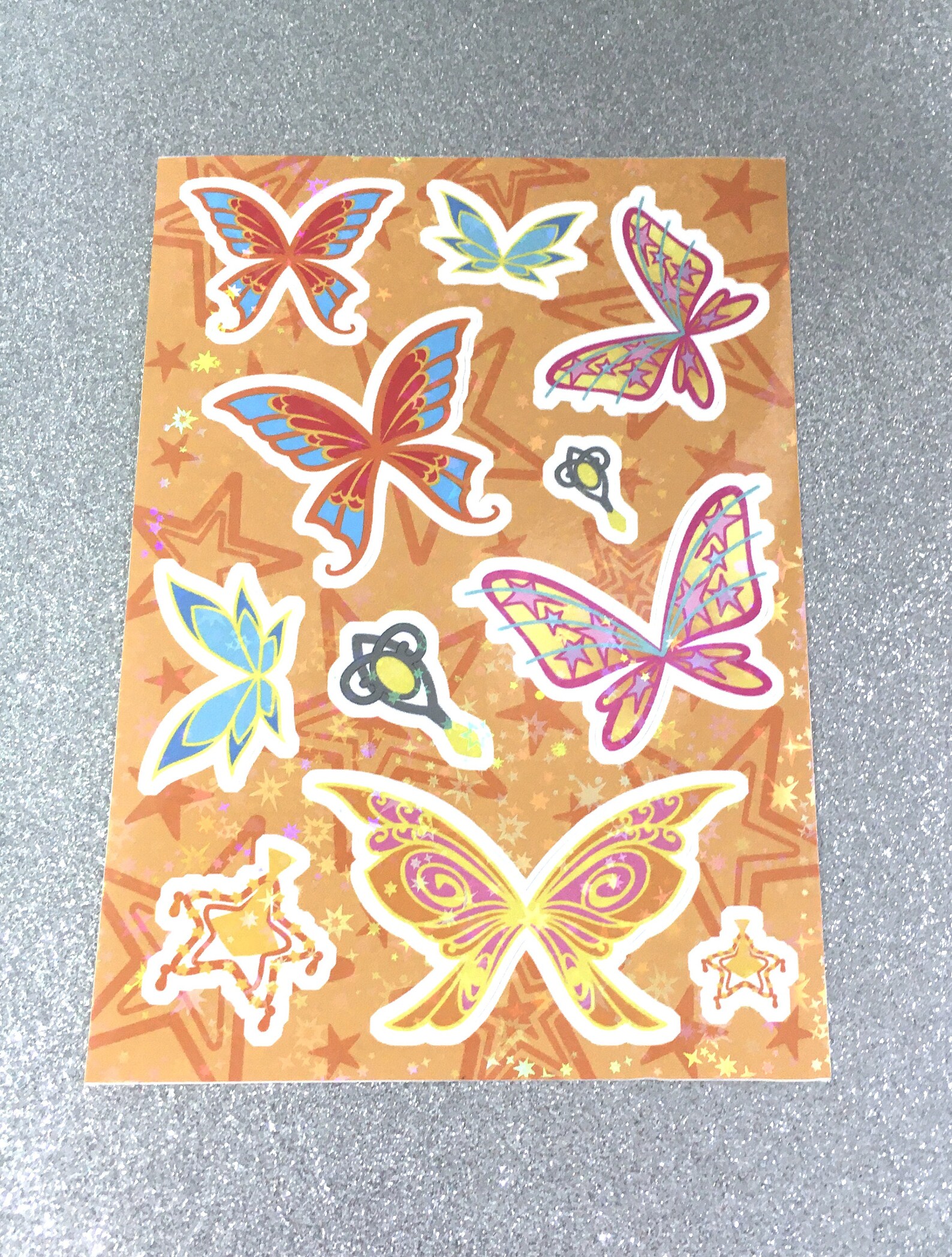 Holographic Fairy Wings Stickers Orange - Etsy