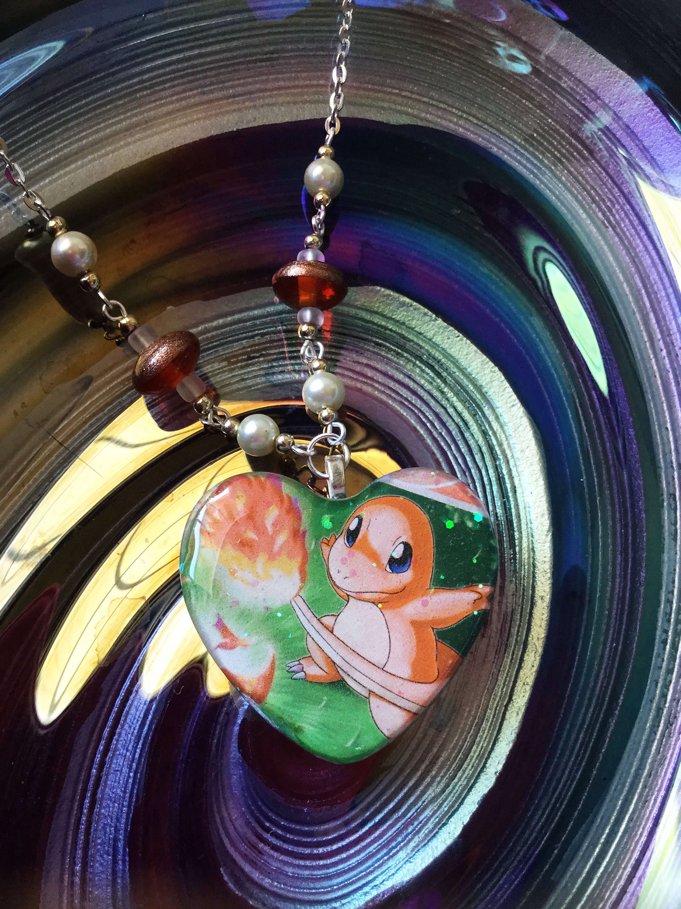 Charmander Pokemon Resin Necklace Upcycled Pokemon TCG - Etsy