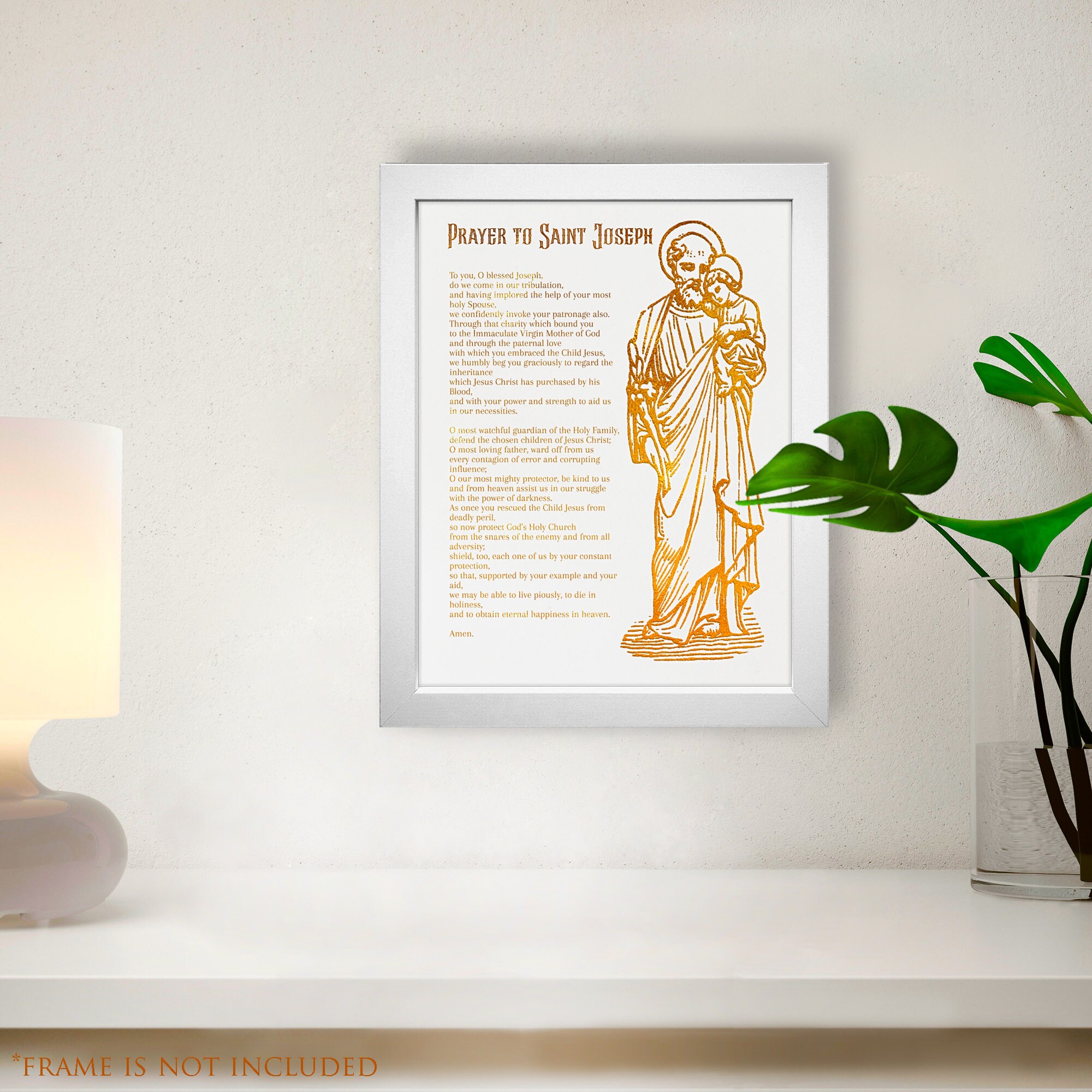Prayer to St. Joseph - 8x10in Real Gold Foil Art Print, Foster Father ...