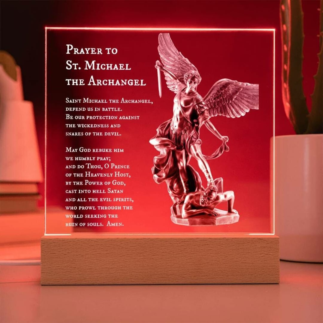 Saint Michael the Archangel Prayer Acrylic Plaque Sign LED Light ...