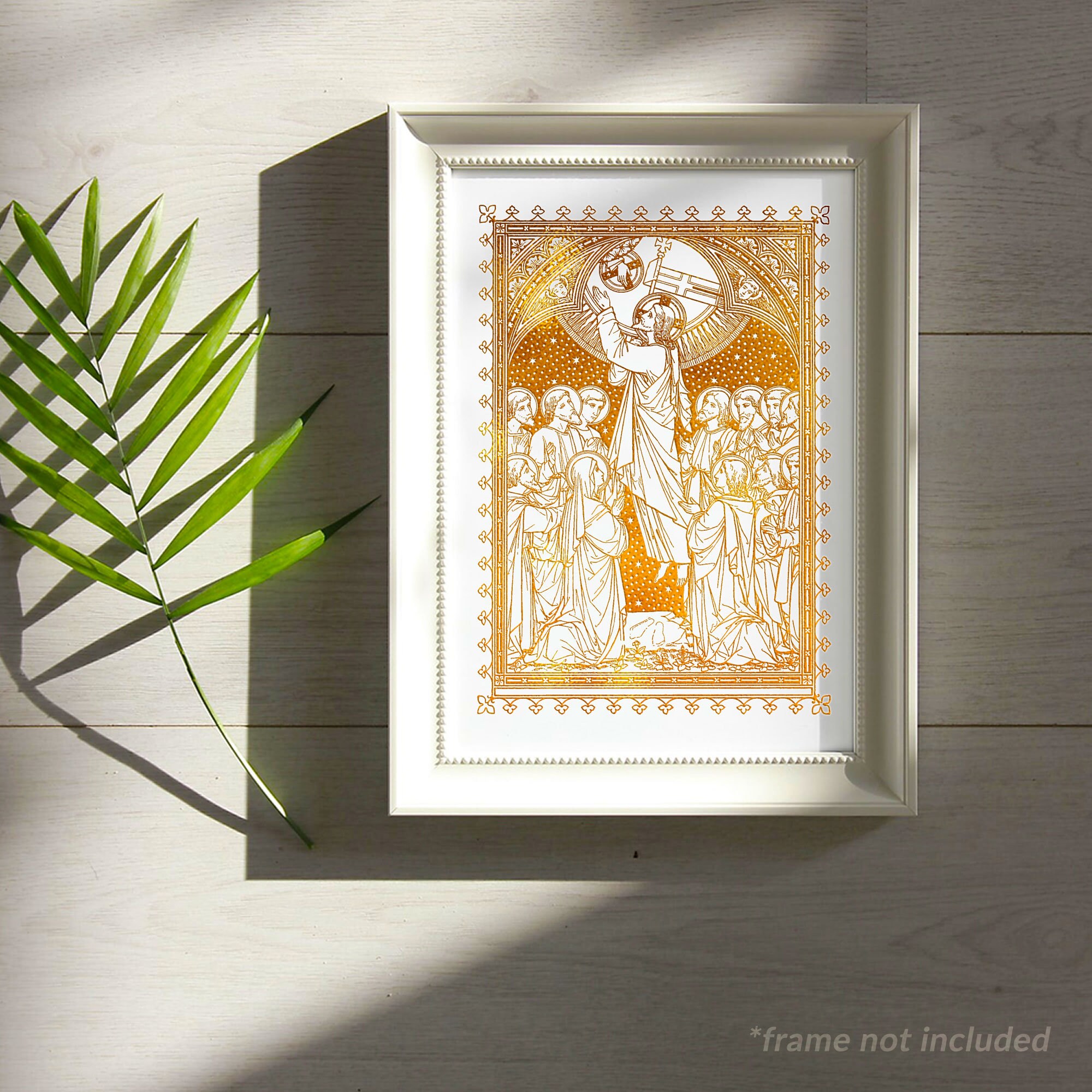 Ascension Jesus Ascended to Heaven, Handmade Gold Foil 8x10 in Print ...