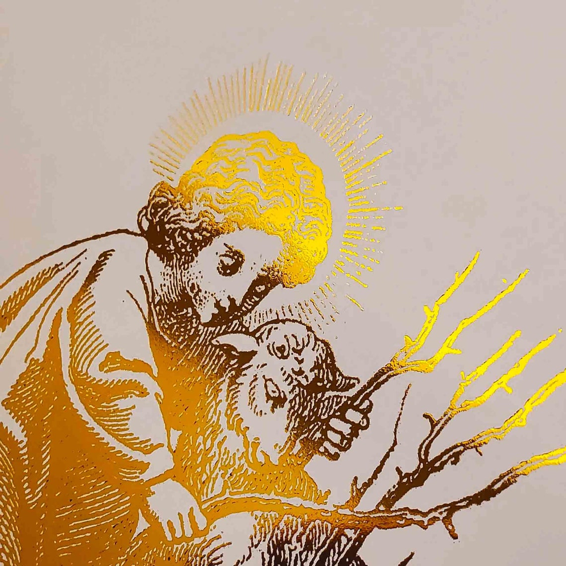 Jesus Lamb of God Real Gold Foil 8x10 in Art Print | Etsy