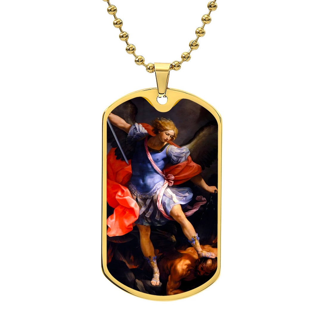 Saint Michael the Archangel Dog Tag Necklace, Luxury Long Lasting ...
