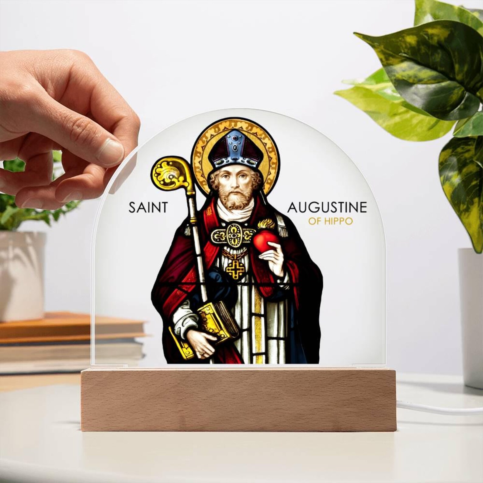 Saint Augustine of Hippo - Clear Acrylic Dome Plaque - Traditional ...