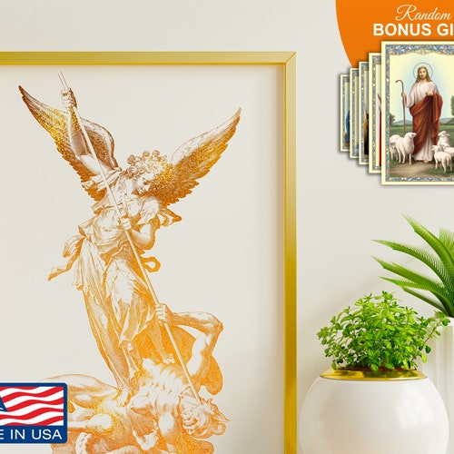 Saint Michael the Archangel Wall Art Catholic Illustration - Etsy