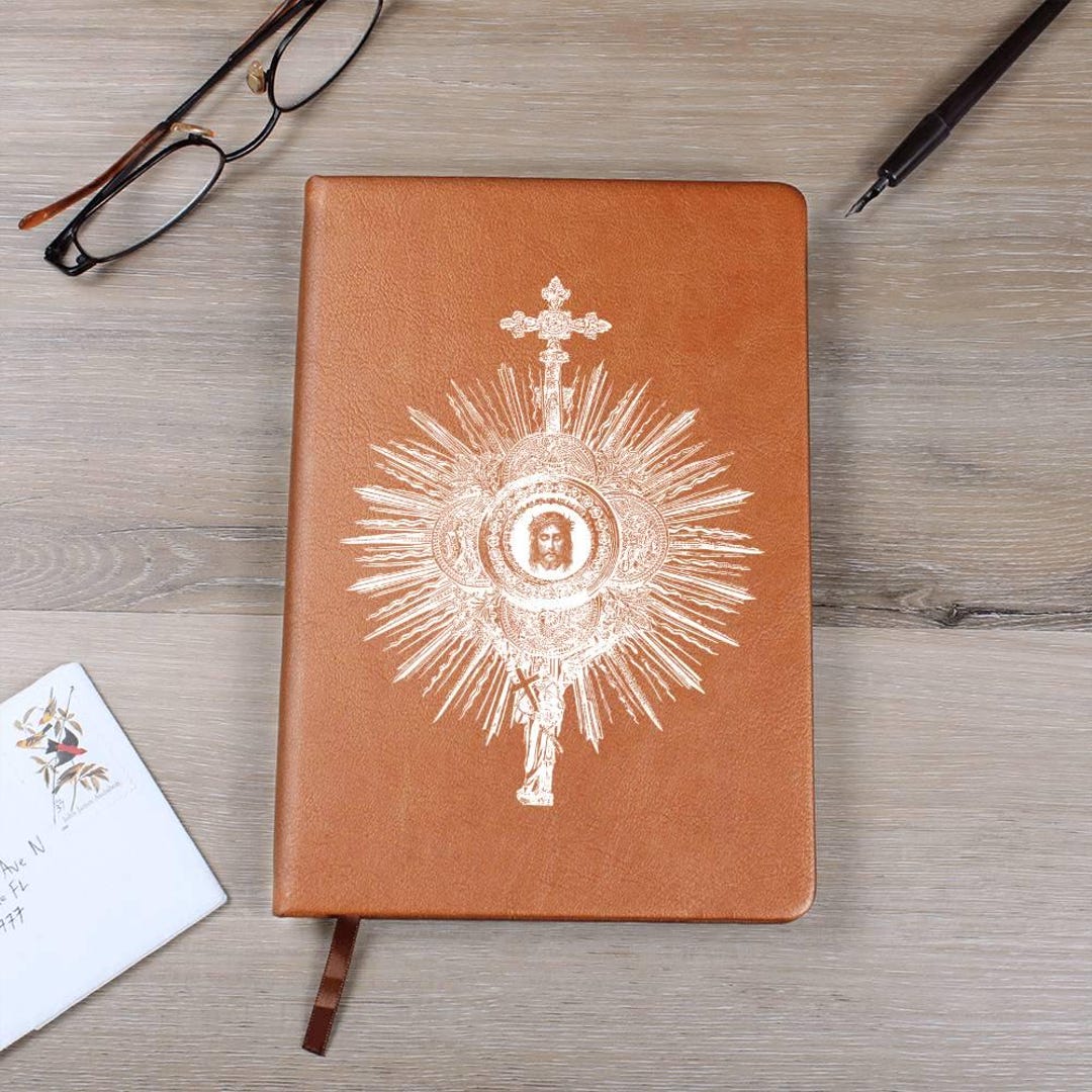 Holy Eucharist Blessed Sacrament Monstrance With Holy Face Leather ...